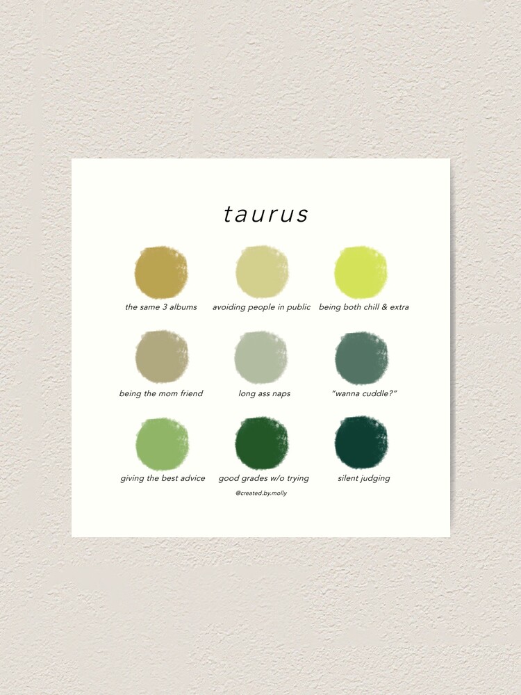 "Taurus Color Chart" Art Print for Sale by createdbymolly | Redbubble