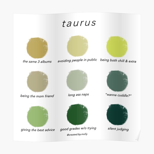 "Taurus Color Chart" Poster by createdbymolly | Redbubble
