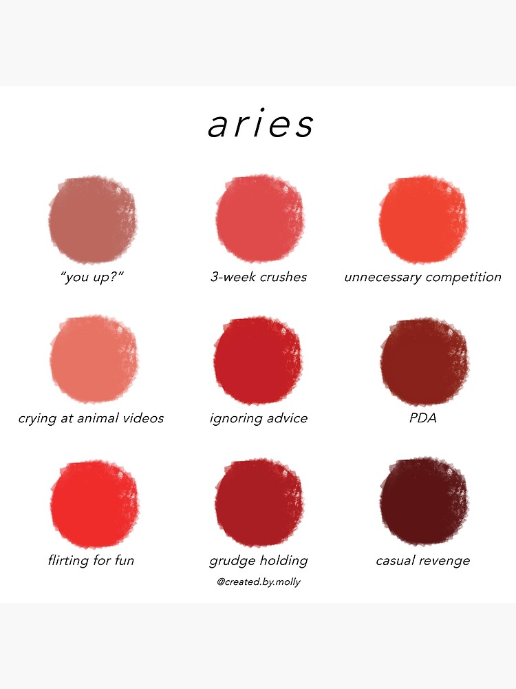 "Aries Color Chart" Poster for Sale by createdbymolly | Redbubble