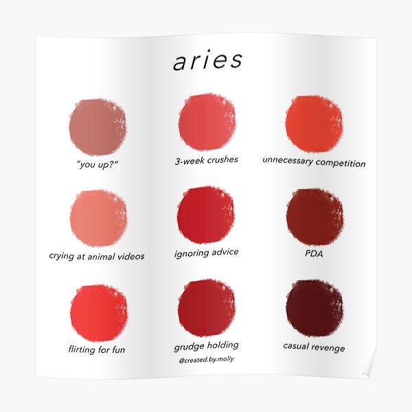 "Aries Color Chart" Poster for Sale by createdbymolly | Redbubble
