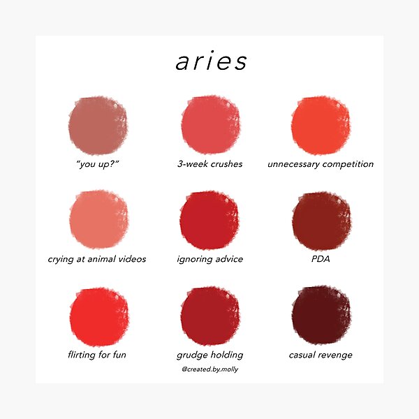 "Aries Color Chart" Photographic Print for Sale by createdbymolly ...