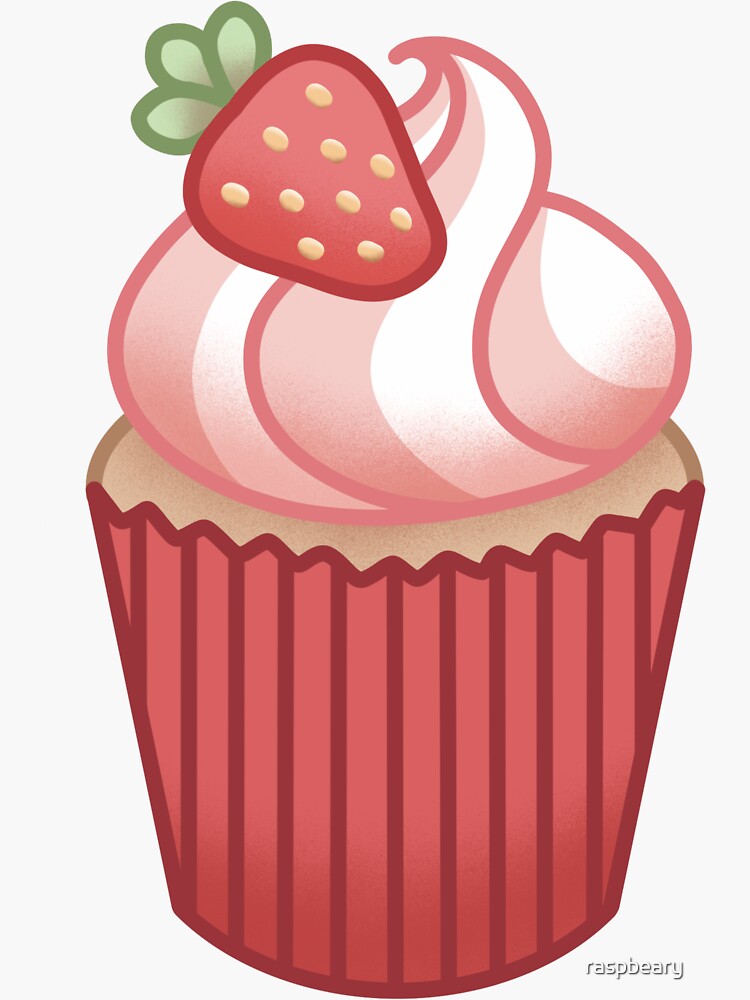 "Strawberry Vanilla Cupcake" Sticker for Sale by raspbeary | Redbubble