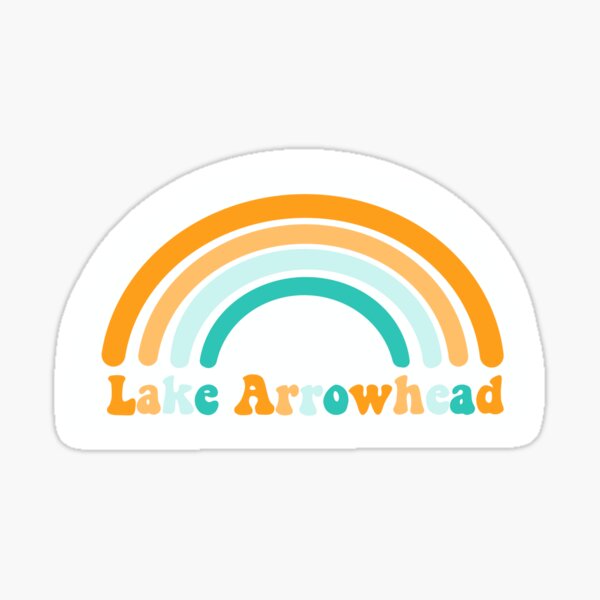 "Lake Arrowhead Rainbow Groovy Orange Teal Art" Sticker for Sale by ...