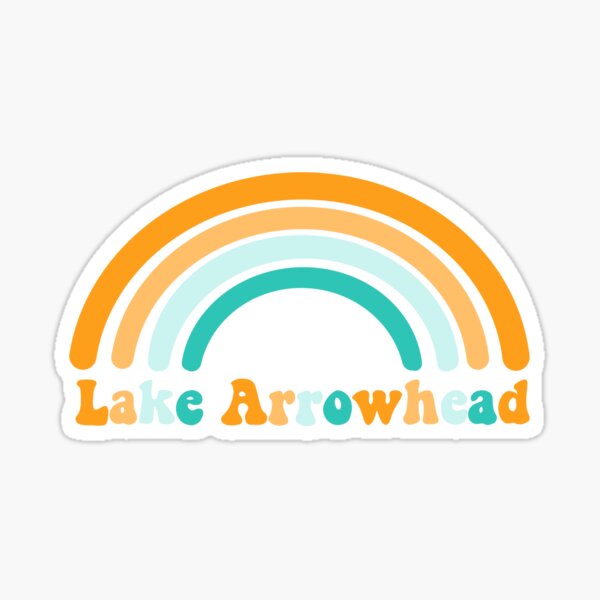 "Lake Arrowhead, California Groovy Retro Rainbow Design " Sticker for ...