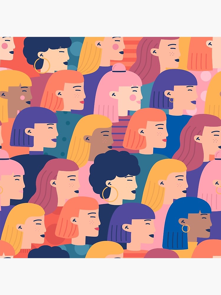 "Colorful feminist pattern of women together" Poster by Kanae19 | Redbubble
