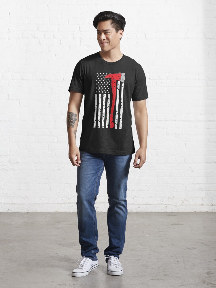 "Patriot Thin Red Line Firefighter Axe" T-shirt by livegood | Redbubble ...
