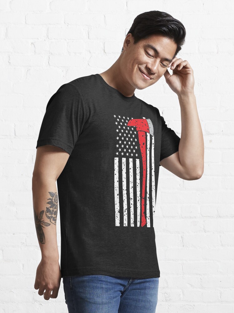 "Patriot Thin Red Line Firefighter Axe" T-shirt by livegood | Redbubble ...