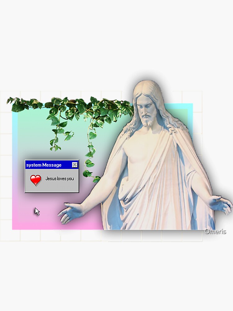 "Jesus windows vaporwave" Sticker by Omeris | Redbubble
