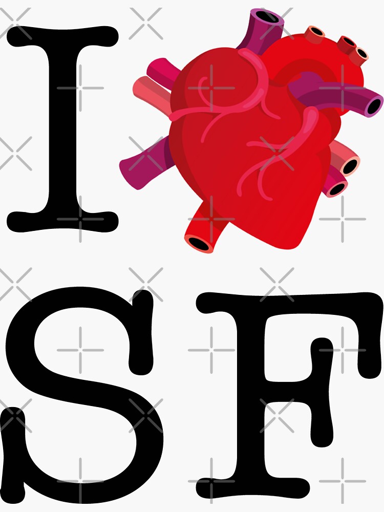 "I HUMAN HEART SF (BLACK text)" Sticker by Thelittlelord | Redbubble