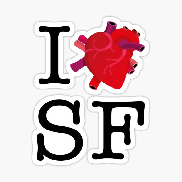 "I HUMAN HEART SF (BLACK text)" Sticker by Thelittlelord | Redbubble