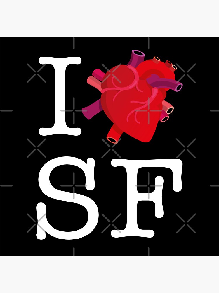 "I HUMAN HEART SF (white text)" Sticker by Thelittlelord | Redbubble