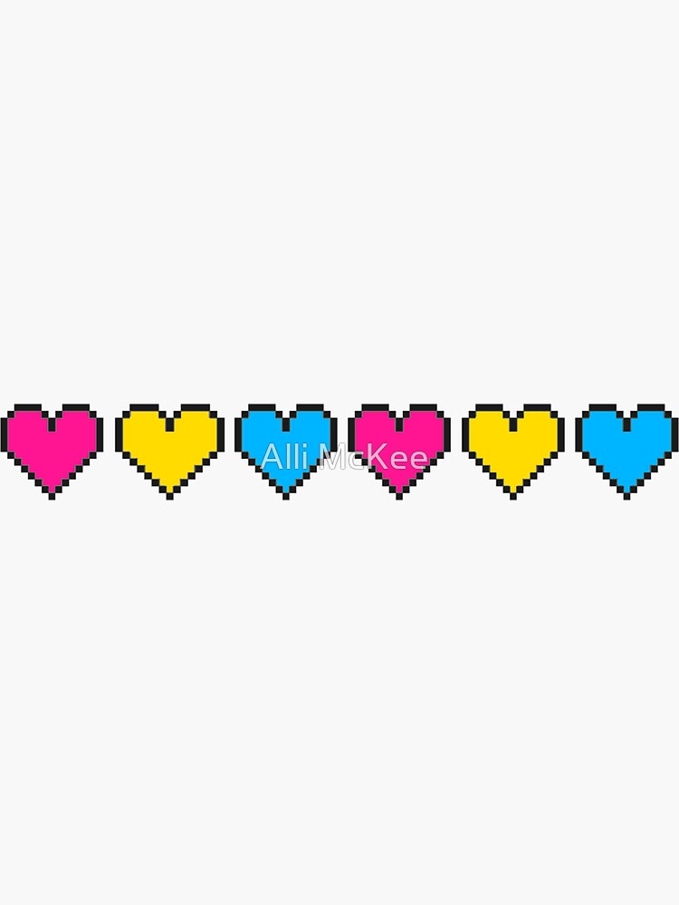 "Pan Pride Pixel Hearts" Sticker by allimckee | Redbubble