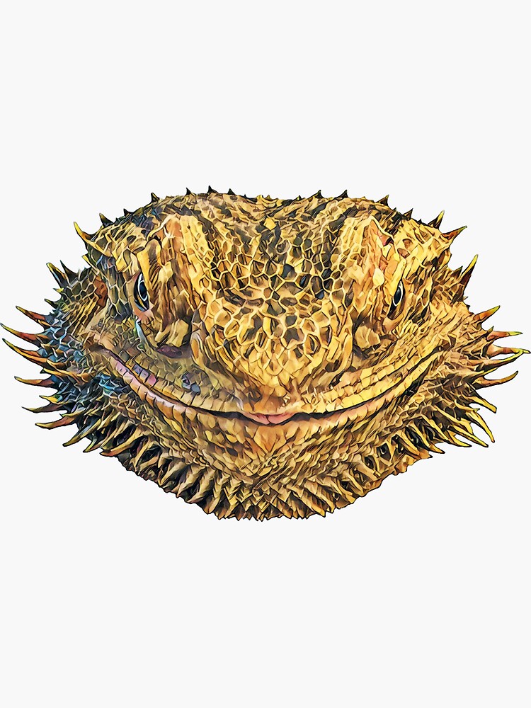 "Bearded Dragon "Evil Smile"" Sticker by tokagedesigns | Redbubble