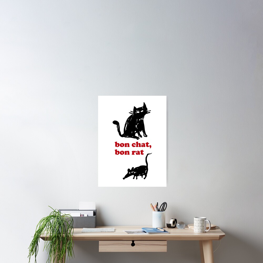 "Bon chat, bon rat (black)" Poster by caitejay | Redbubble