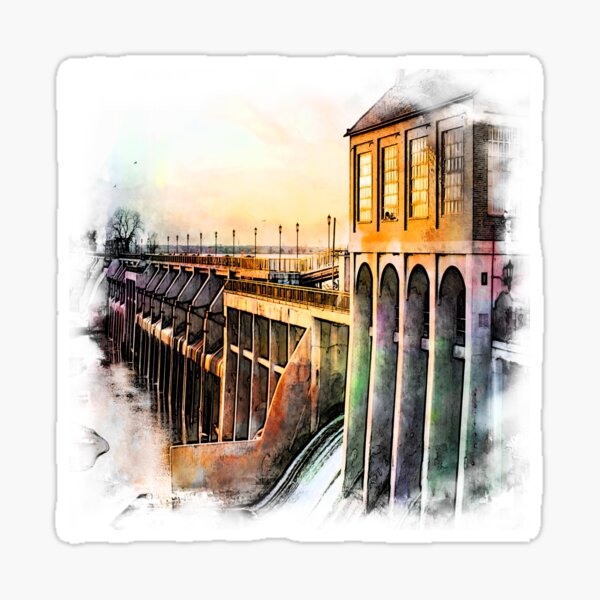 "Watercolor Dam" Sticker for Sale by JohnDSmith | Redbubble