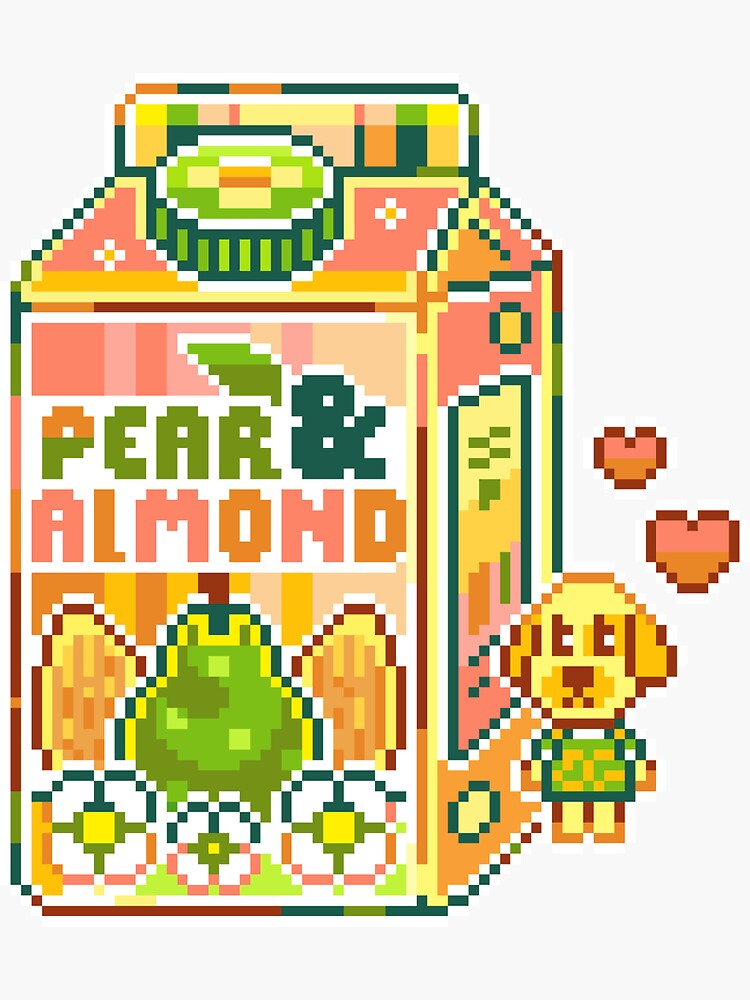"Goldie Pear and Almond pixel milk" Sticker for Sale by pixelins ...