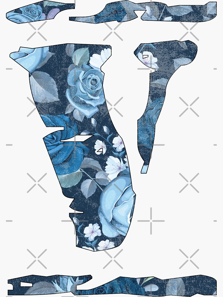 "Vlone Blue Flowers " Sticker by l7rach2 | Redbubble