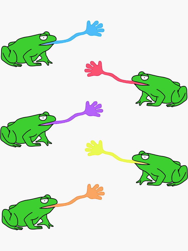 "Frog Sticky Hand Tongue Sticker Pack" Sticker for Sale by rockyboo0405 ...