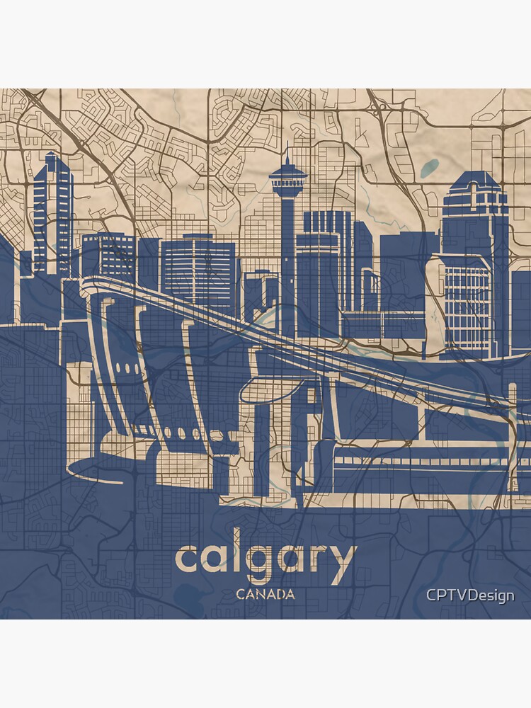 "Map + Silhouette | Calgary" Sticker by CPTVDesign | Redbubble