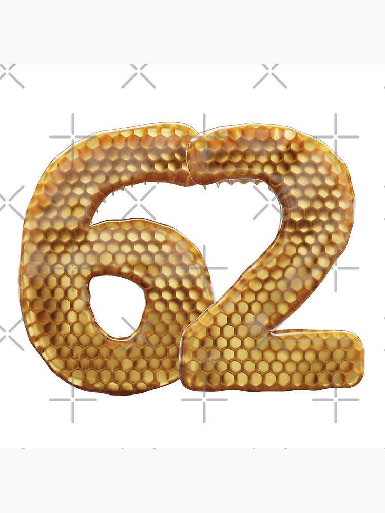  62 Number 3d Honey Numbers Font Photographic Print For Sale By