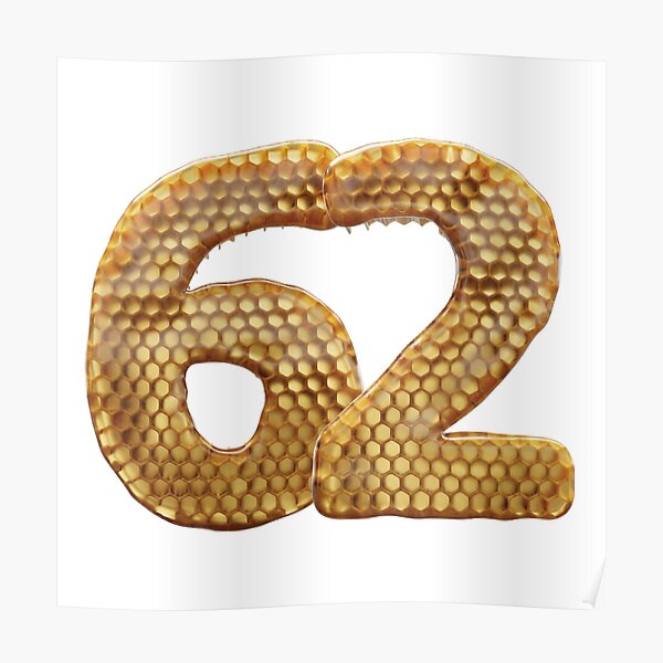 "62 Number 3d Honey Numbers Font" Poster for Sale by HelloFromAja ...