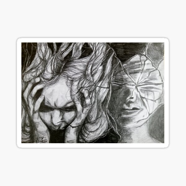 "broken self " Sticker by PaniasMind | Redbubble