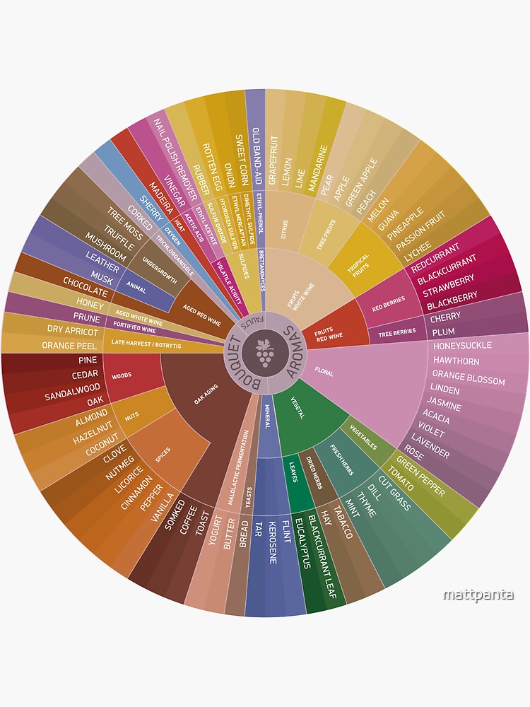 "Wine Aroma Wheel" Sticker for Sale by mattpanta | Redbubble