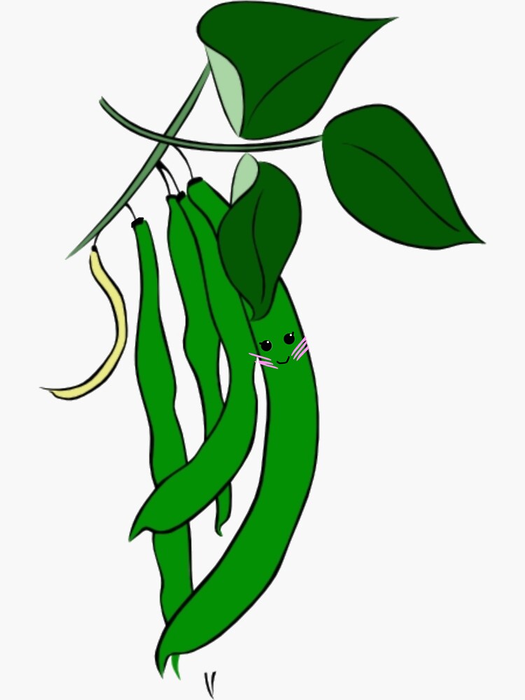 "Anime Green Bean WHITE" Sticker by thephantom1235 | Redbubble
