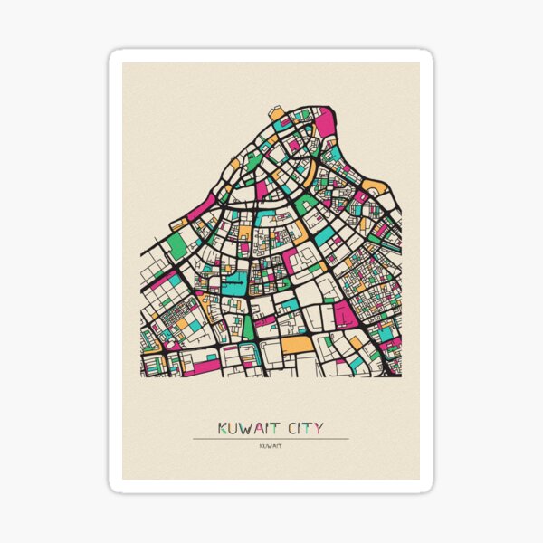 "Kuwait City, Kuwait Street Map" Sticker for Sale by geekmywall | Redbubble