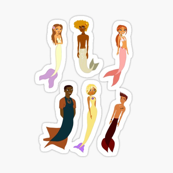 "Stoked mermaids sticker collection" Sticker for Sale by cescas-art ...