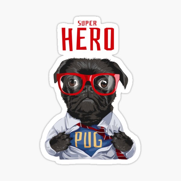 "Super Hero Pug" Sticker for Sale by TopsLooks | Redbubble