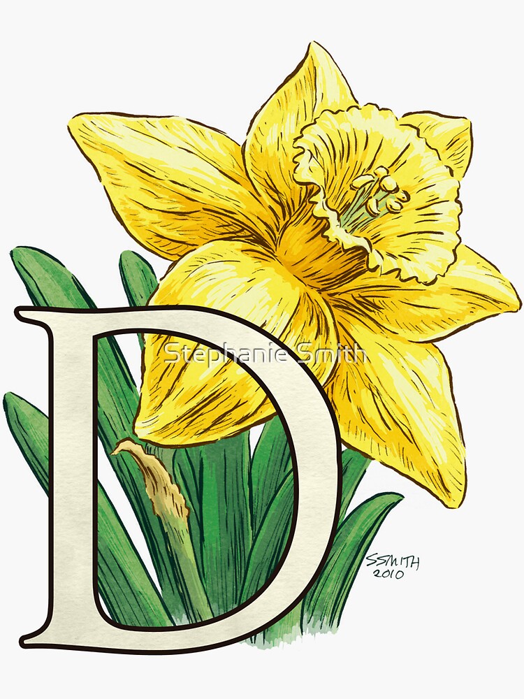 "D is for Daffodil Flower Monogram Floating" Sticker for Sale by ...