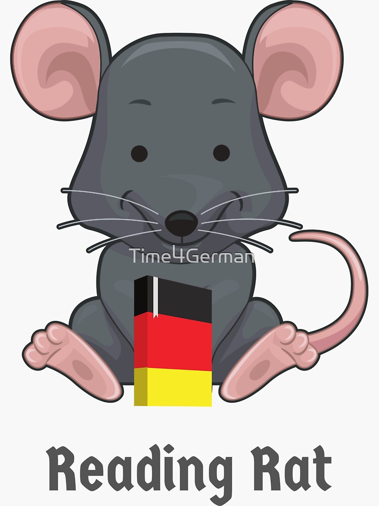 "Leseratte Bookworm Reading Rat German Book Wordplay " Sticker by ...