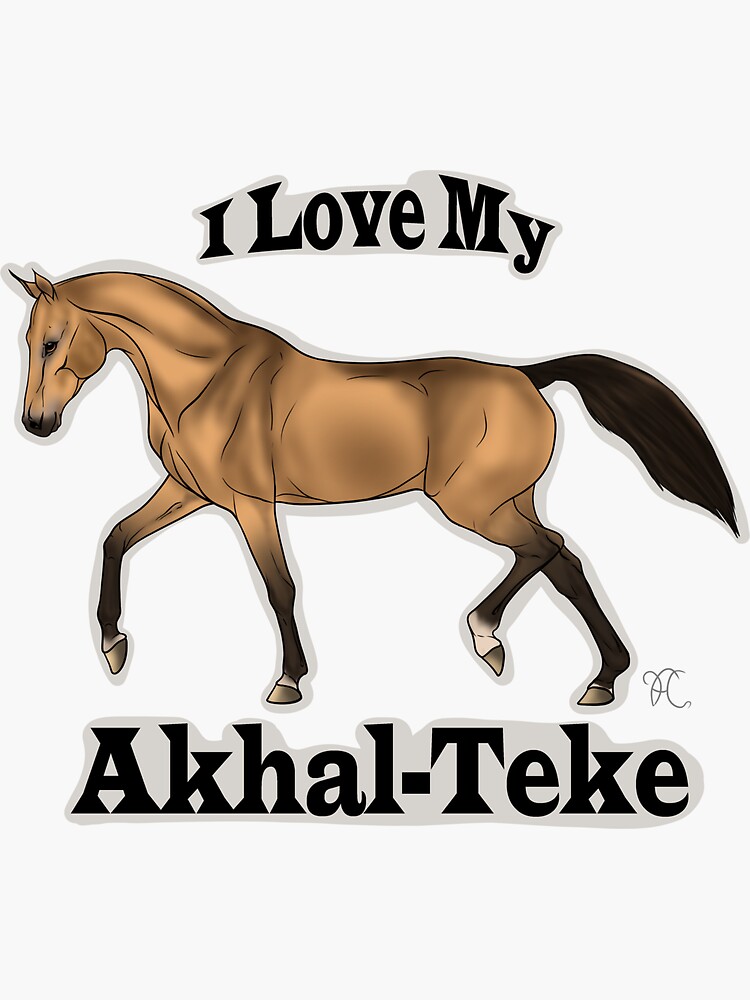 "I Love My Akhal-Teke" Sticker by Darkoriam | Redbubble