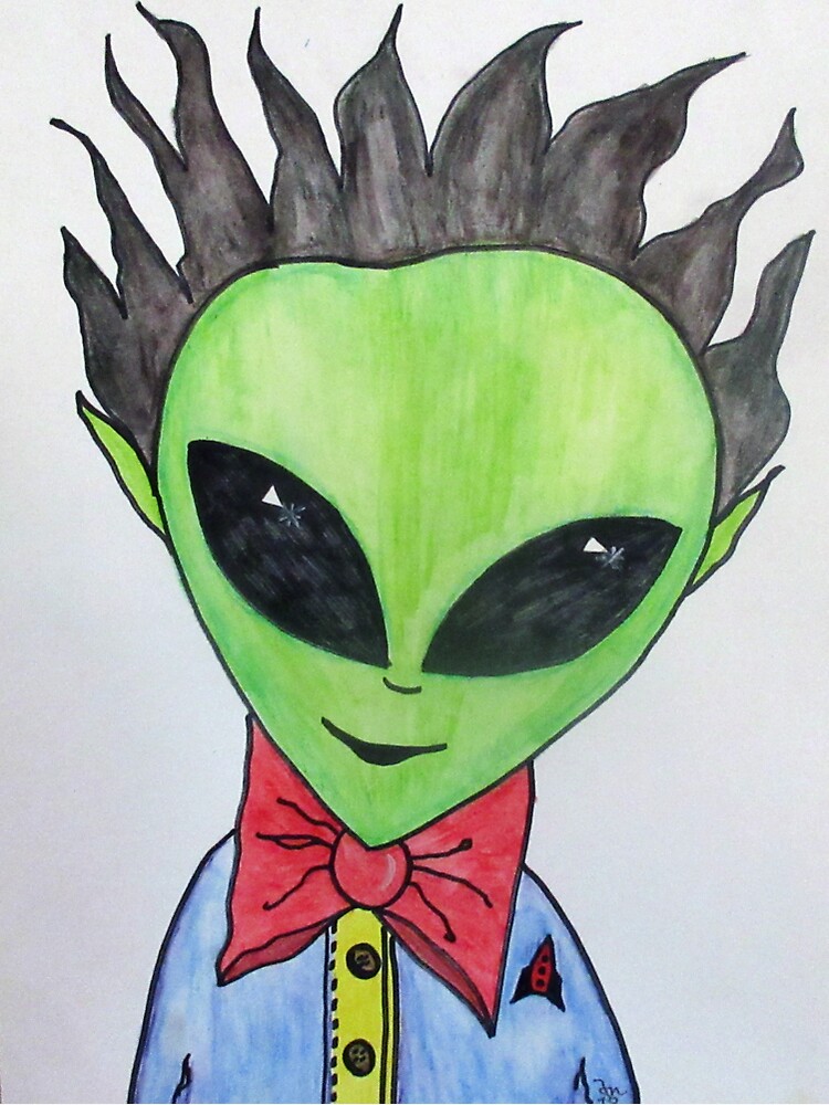 "Spike Hair Dressed Alien" Sticker by ndonna3 | Redbubble