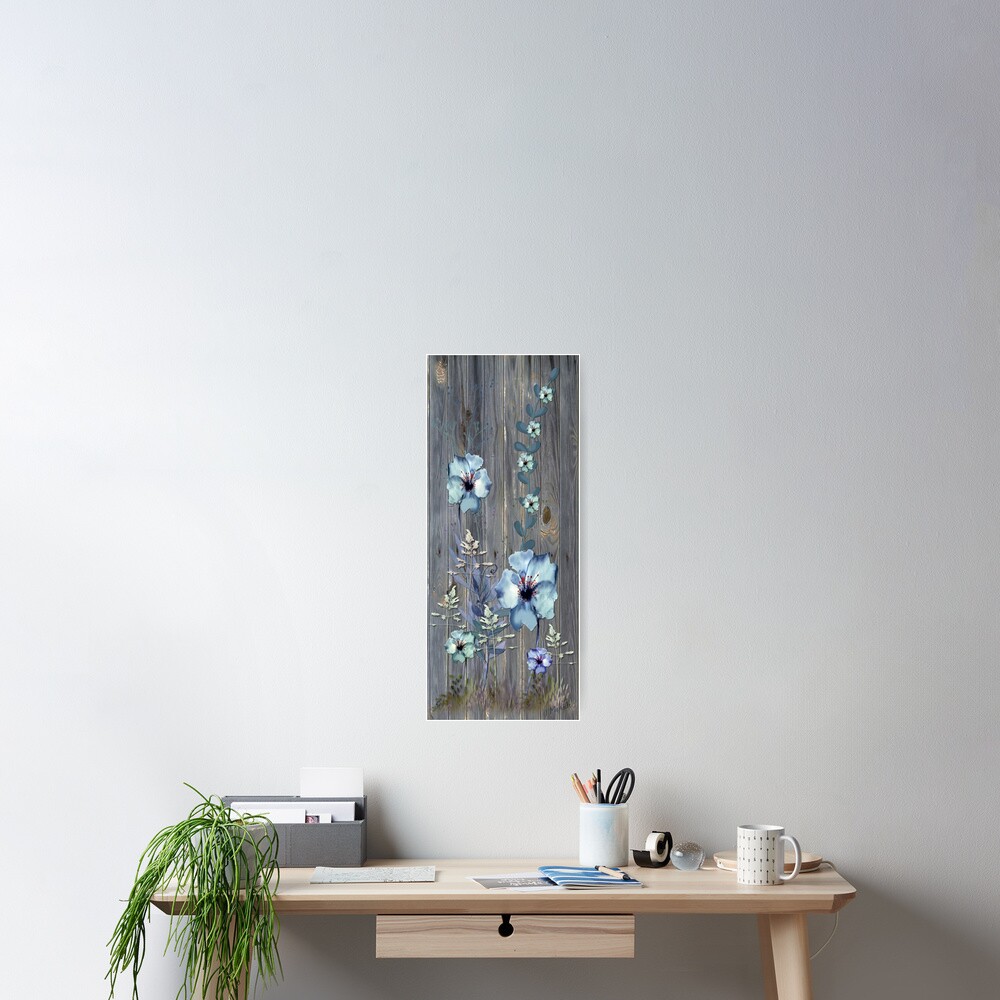 "Rustic Barn Wood Series: Watercolor Flower Vines" Poster for Sale by ...