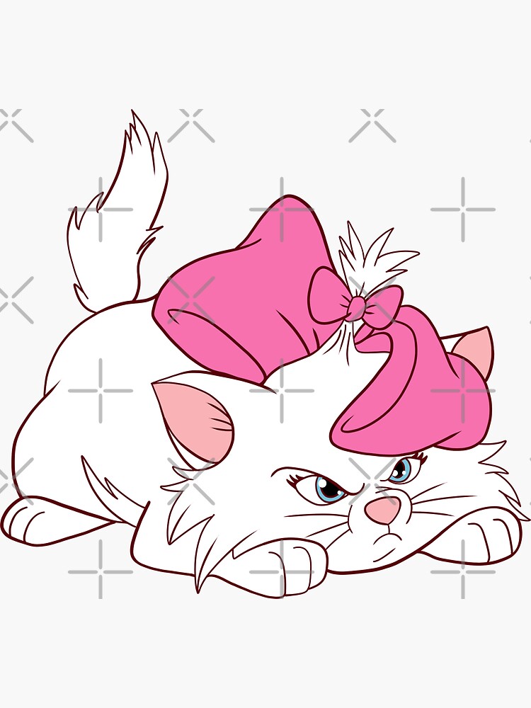 "cute baby white angry kitty with pink bows" Sticker by Narniax | Redbubble