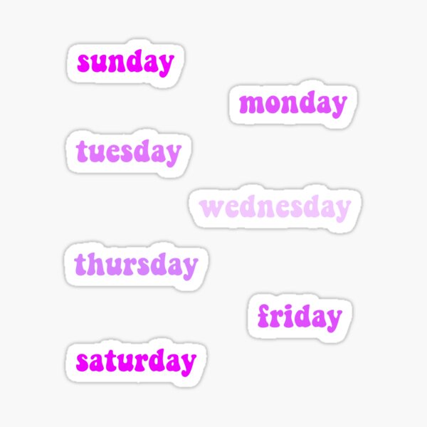 "days of the week purple pack" Sticker for Sale by gigicb | Redbubble