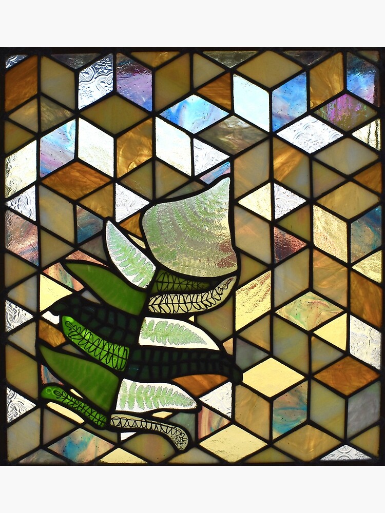 "Fern Leaf Stained Glass Art - Geometric Hexagon Pattern" Poster by ...