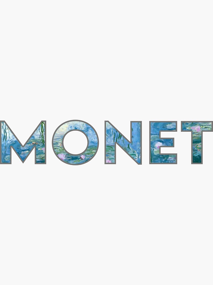 "Monet Water Lilies Block Letters Text" Sticker for Sale by chachels ...
