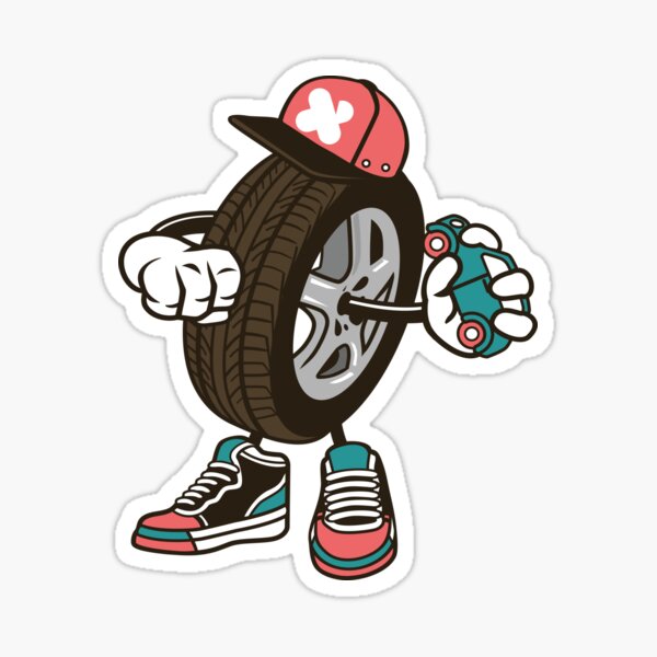 "Wheel cartoon" Sticker for Sale by cartoonbug | Redbubble
