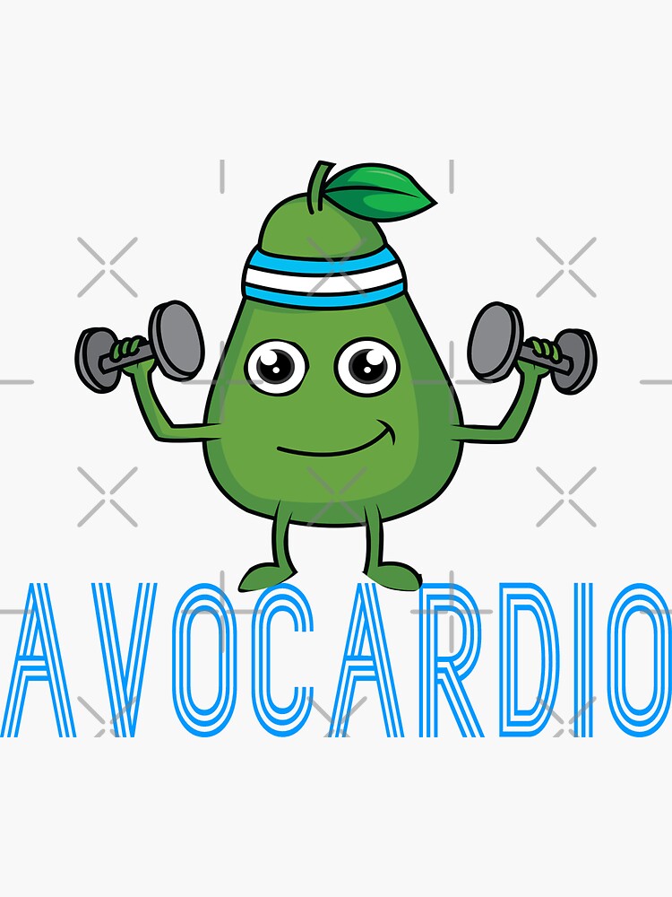 "Avocardio Funny avocado Vegan Exercise " Sticker for Sale by gigipl7 ...