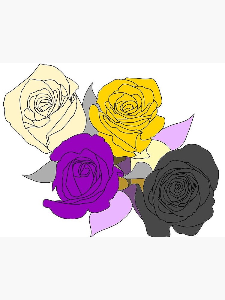 "nonbinary flag roses" Sticker by lgbtqiarts | Redbubble