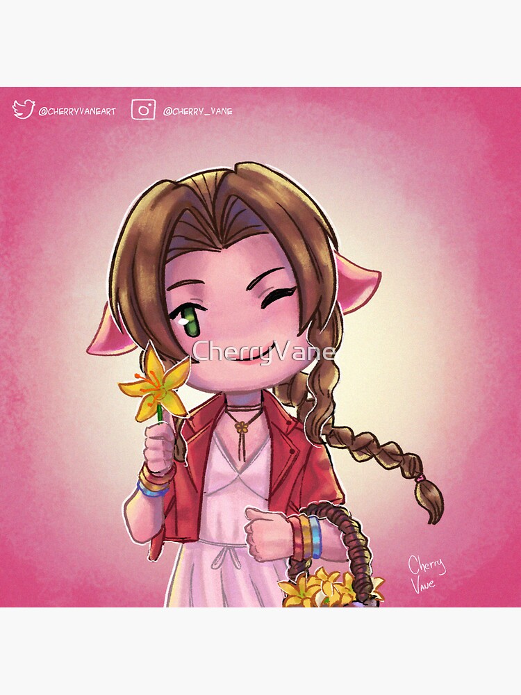 " FF7 Chibi - Aerith" Sticker for Sale by CherryVane | Redbubble
