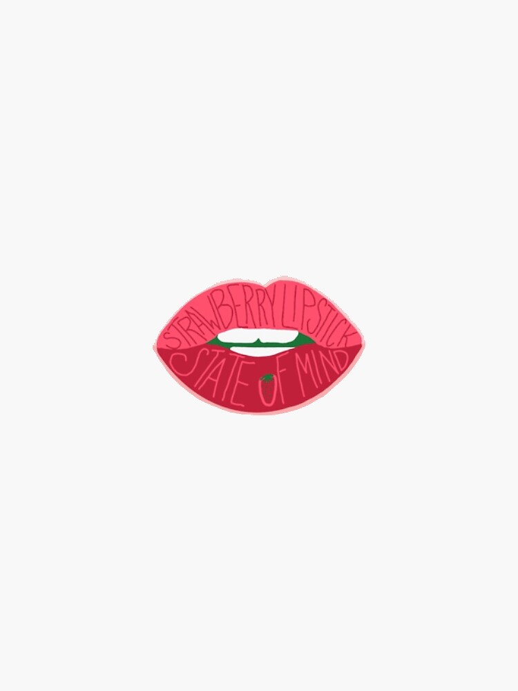 "Strawberry Lipstick " Sticker by HSRdesigns | Redbubble