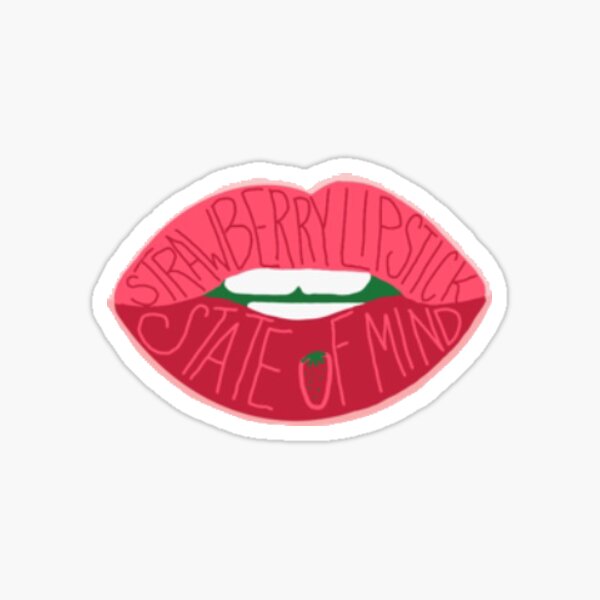 "Strawberry Lipstick " Sticker by HSRdesigns | Redbubble