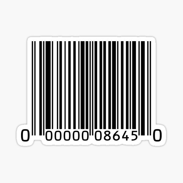 "8645 barcode black" Sticker for Sale by Thelittlelord | Redbubble