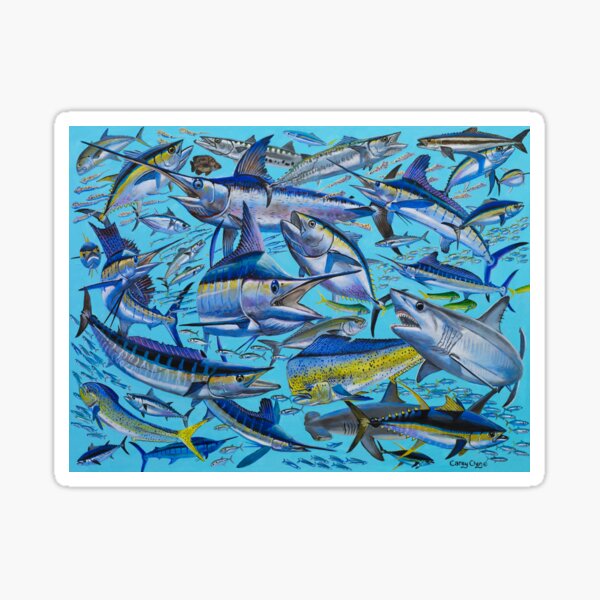 "Offshore Gamefish Collage" Sticker for Sale by Bluemarlin | Redbubble