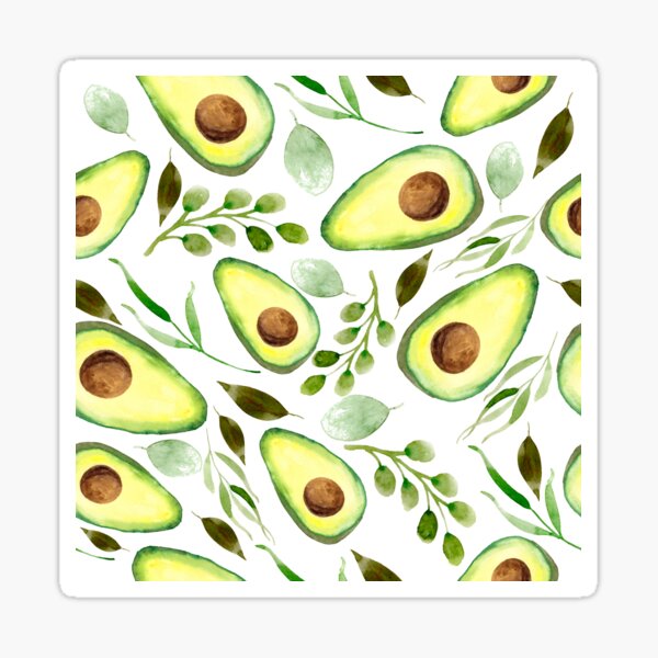 "Avocados and Greenery | Watercolor | Pattern" Sticker for Sale by ...