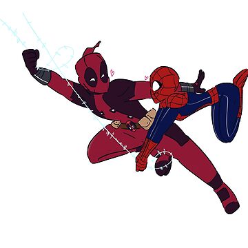"Spideypool Swingin" Sticker for Sale by shadowllamacorn | Redbubble